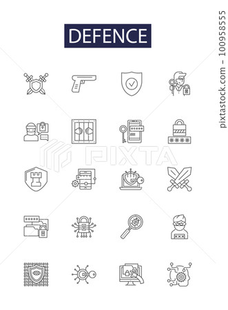 Defence line vector icons and signs. safeguard,... - Stock Illustration ...