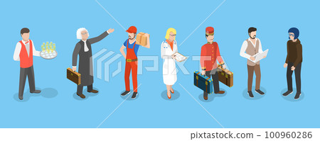 3D Isometric Flat Vector Set of Professions - Stock Illustration ...