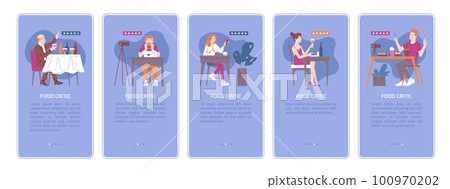 Set of mobile page templates about food critic... - Stock Illustration ...