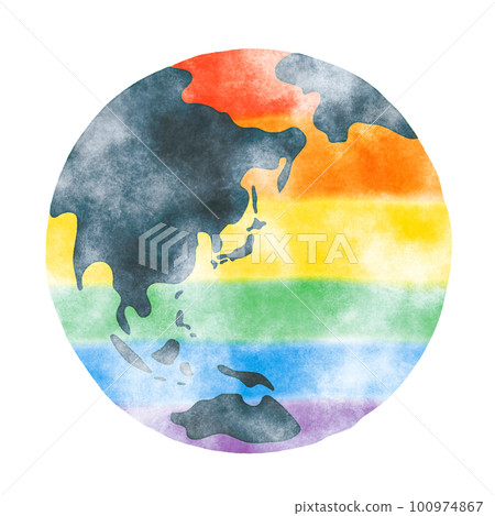 watercolor rainbow earth - Stock Illustration [100974867] - PIXTA