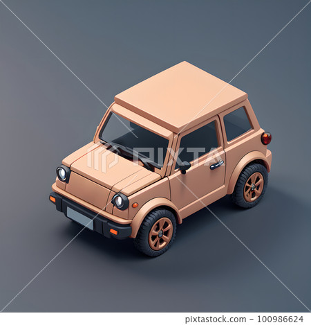 Tiny cute family car, plastic toy, 3d isometric...-插圖素材 [100986624 ...