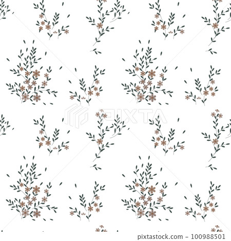 Seamless pattern, small flowers and scattered... - Stock Illustration ...