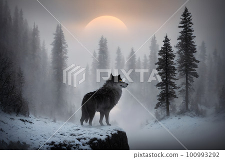 Giant wolf, warg Fenrir, looking at you trough... - Stock Illustration ...