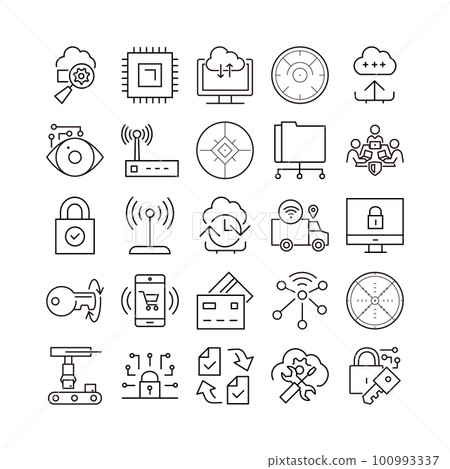 device artificial intelligence technology icon set - Stock Illustration ...
