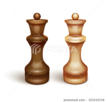 Two queens realistic chess piece made of wood - Stock Illustration ...