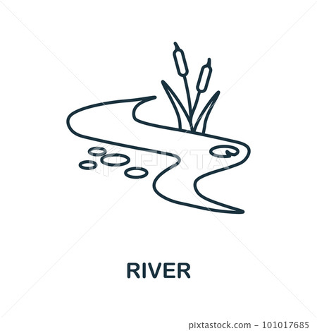 River line icon. Monochrome simple River... - Stock Illustration ...
