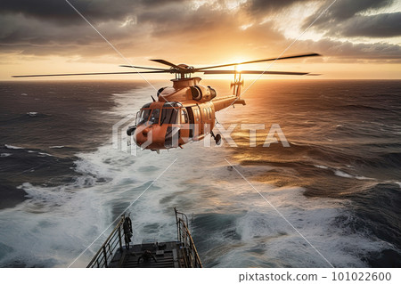 Search and rescue operation in sea. Emergency...-插圖素材 [101022600] - PIXTA圖庫