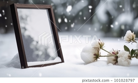 A mirror frame place on the middle of the snow... - Stock Illustration ...