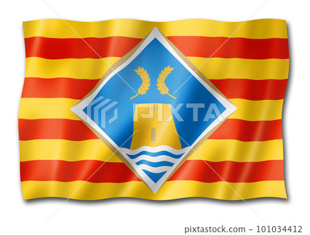 Formentera, Balearic islands flag, Spain - Stock Illustration ...