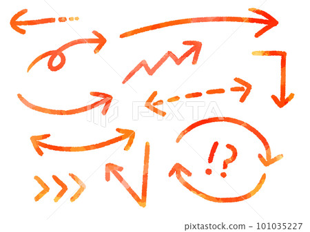 Red cute arrow set hand drawn watercolor style - Stock Illustration ...