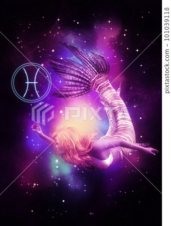 Space mermaid as Pisces - Stock Illustration [101039118] - PIXTA