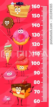Kids height ruler cartoon bakery, sweets and... - Stock Illustration ...