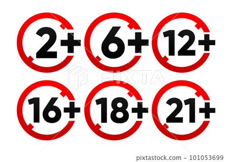 Set of age restriction signs. Age limit... - Stock Illustration ...