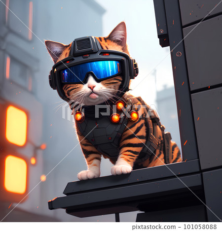 Cool single swat special ops cat with weapon.... - Stock Illustration ...
