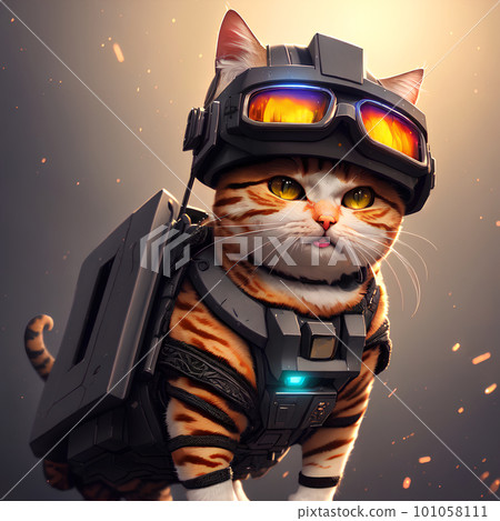 Cool single swat special ops cat with weapon....-插圖素材 [101058111] - PIXTA圖庫