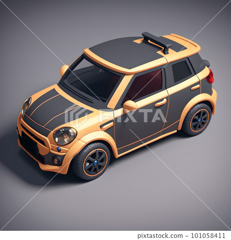 Tiny cute family car, plastic toy, 3d isometric...-插圖素材 [101058411 ...