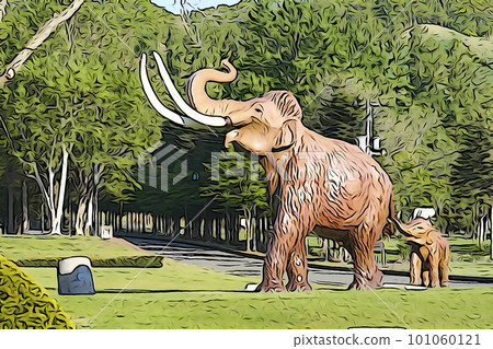 親子 Naumann Elephant Naumann 公園 北海道-插圖素材 [101060121] - PIXTA圖庫