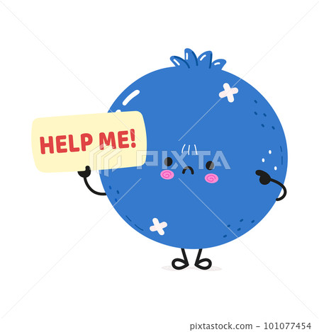 Cute sad sick Blueberry asks for help... - Stock Illustration ...