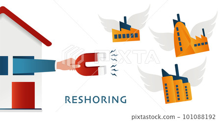 Reshoring concept. Automated supply chain.... - Stock Illustration ...