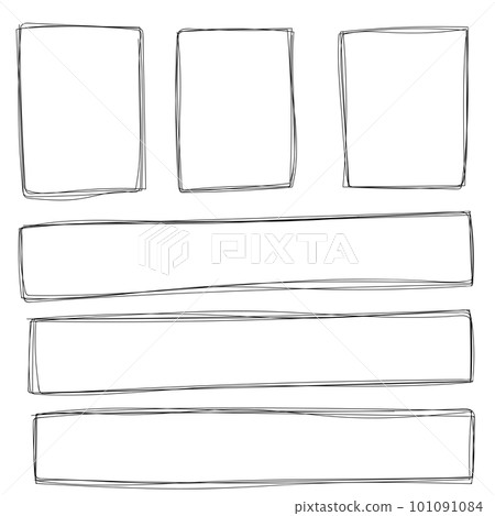 Set of hand drawn sketched square frames isolated-插圖素材 [101091084 ...