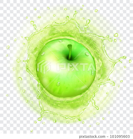 Apple falling into a juice - Stock Illustration [101095603] - PIXTA