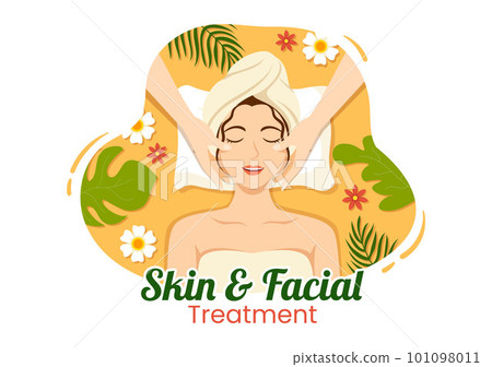 Facial and Skin Treatment Illustration with... - Stock Illustration ...