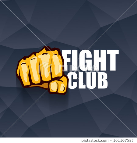 Fist Fight Logo Fight Club Vector Logo Or Label With Grunge Black Man