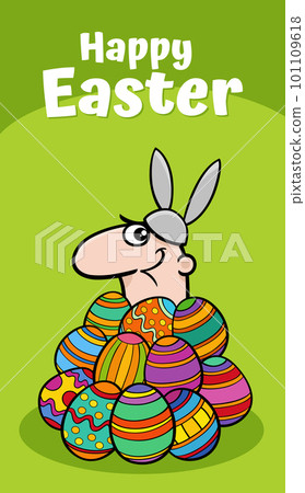 cartoon man in Easter Bunny costume greeting card - Stock Illustration ...