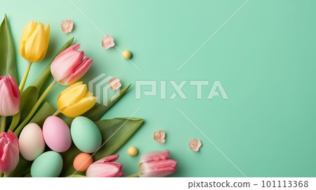 Happy Easter background with tulips and... - Stock Illustration ...