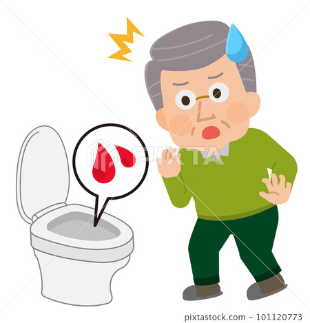 Surprised elderly man with bloody stool in the... - Stock Illustration ...