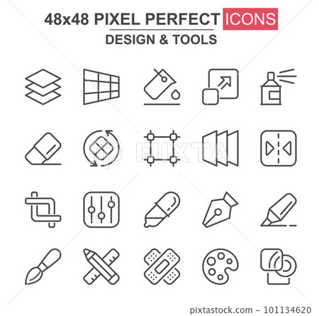 Design and tools thin line icon set. Pen, crop,... - Stock Illustration [101134620] - PIXTA