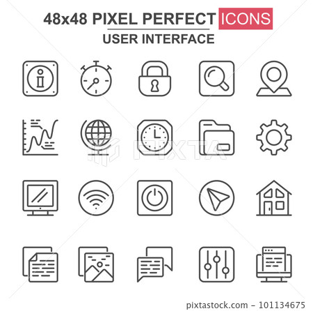 User interface thin line icon set. Pinpointer,... - Stock Illustration [101134675] - PIXTA