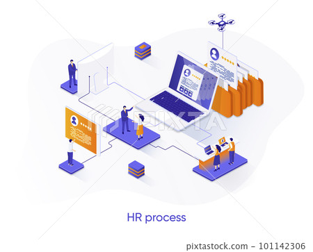 HR process isometric web banner. Human resource... - Stock Illustration ...