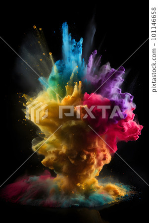 Generative Ai illustration. Colored powder... - Stock Illustration ...
