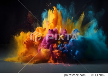 Generative Ai illustration. Colored powder... - Stock Illustration ...