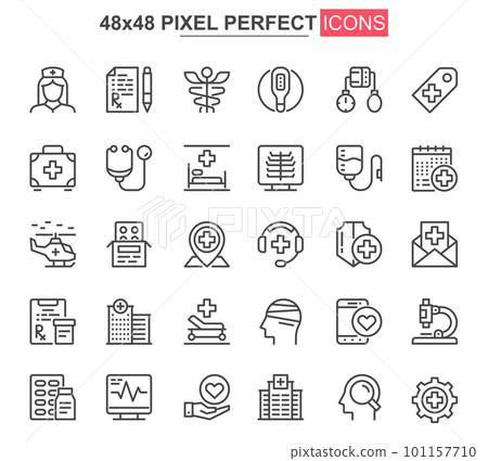 Medical service thin line icon set. - Stock Illustration [101157710 ...