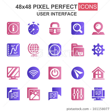 User interface glyph icon set. Pinpointer,...-插圖素材 [101158077] - PIXTA圖庫