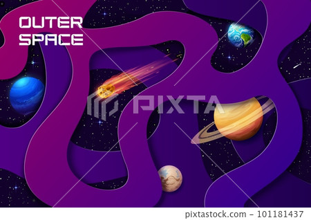 Outer space paper cut poster with galaxy... - Stock Illustration ...