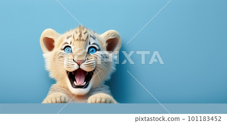 cute adorable lion cub smiling and isolated on...-插圖素材 [101183452 ...