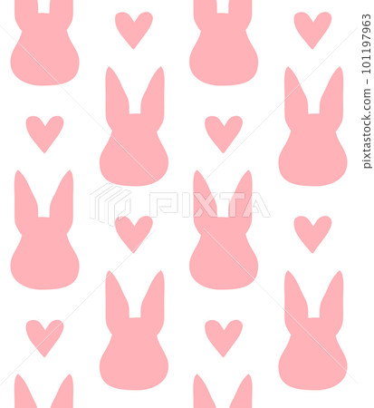 Vector seamless pattern of flat rabbit and hearts - Stock Illustration ...