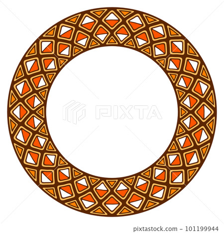 African ethnic round ornament. Hand stamp... - Stock Illustration ...