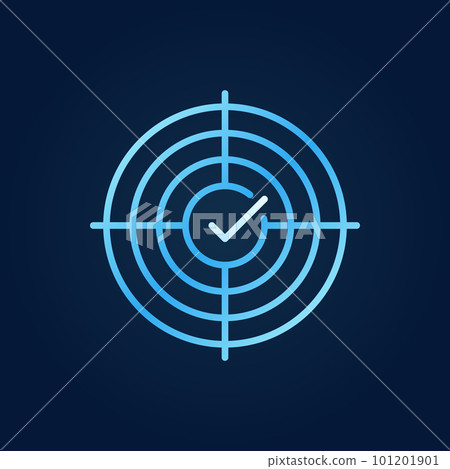 Crosshair with tick vector blue outline icon - Stock Illustration ...