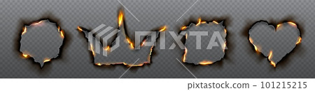 Burn edge paper hole corner, fire texture effect - Stock Illustration ...