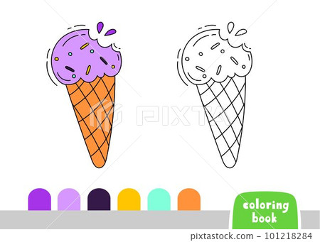 Coloring Book for Kids Ice Cream Popsicle Page... - Stock Illustration ...