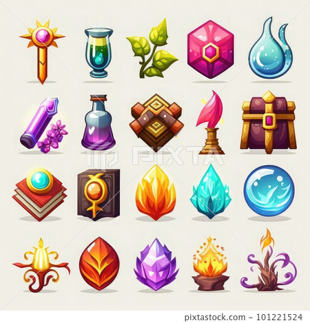crystal rpg 2d game icons ai generated - Stock Illustration [101221524 ...