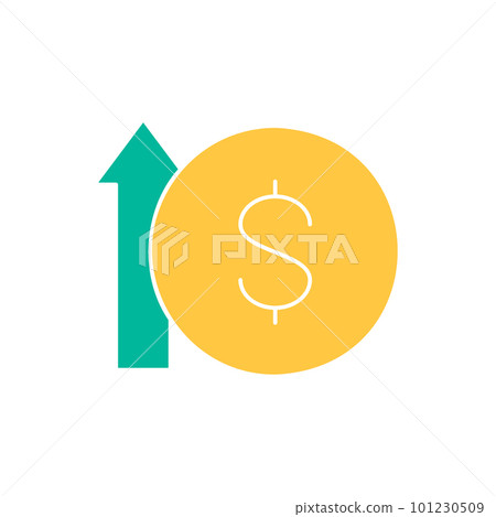 Coin with up arrow, money interest rate... - Stock Illustration ...