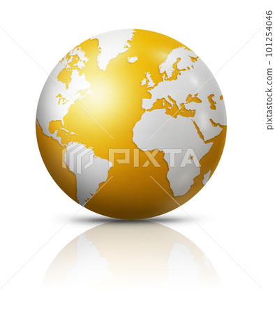 Yellow earth globe isolated on white background - Stock Illustration ...