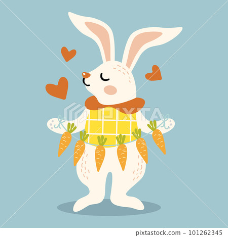 cute spring rabbit in a standing position... - Stock Illustration ...