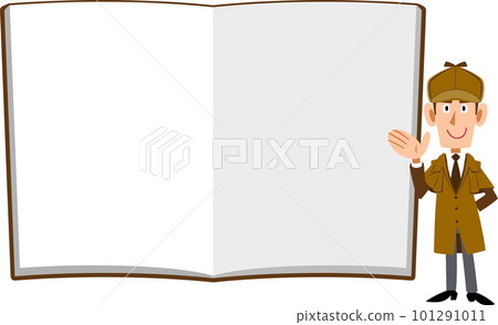 A male detective who guides in front of a notebook - Stock Illustration ...