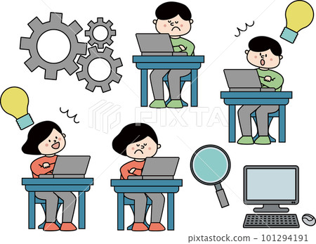 Learn about children's computer learning, IT,... - Stock Illustration ...